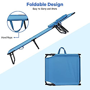 GYMAX Beach Lounge Chair, Sunbathing Chair Patio Lounge Chair Folding Adjustable Recliner with Hole for Face