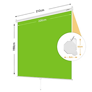 excelimage Pull-Down Green Screen Backdrop, 79”x75” Auto-Locking Chroma Key Panel with Wrinkle-Resistant Green Fabric for YouTube Videos, Music Videos, Photography, TIK Tok, or Gaming (White)