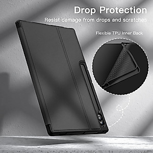 JETech Case for Samsung Galaxy Tab S10 Ultra/Tab S9 Ultra 14.6-Inch with S Pen Holder, Slim Folio Stand Protective Tablet Cover, Multi-Angle Viewing (Black)