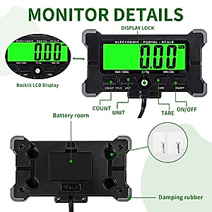 Shipping Scale, 264lbs Shipping Postal Scale with 10g High Precision, Postal Scale with Tare/Hold/Count, Stainless Steel Large Platform, Backlit LCD Display, Battery & USB Power Supply Included