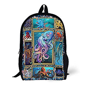 17 Inch Octopus Backpack Sea Animals Octopus Backpack Lightweight Waterproof Laptop Backpacks Casual School Bags Gifts for Boys Girls