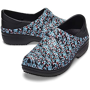 Crocs Women's Neria Pro II Clogs, Slip Resistant Work Shoes, Black/Ice Blue, Numeric_8