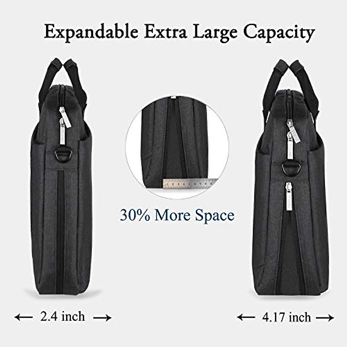 Voova Laptop Bag 15.6 15 14 Inch Briefcase, Expandable Computer Shoulder Messenger Bag Waterproof Carrying Case with Tablet Sleeve, Organizer for Men Women,Business Travel College School-Black