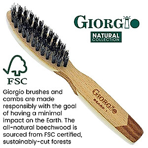 Giorgio G87 2.5 Inch Gentleman's Tokyo Folding Pocket Comb, Flexible Men's Hair, Beard and Mustache Pocket Comb. Hand-Made of quality Durable Cellulose Acetate + GBRD1 6 Inch Beard and Mustache Brush