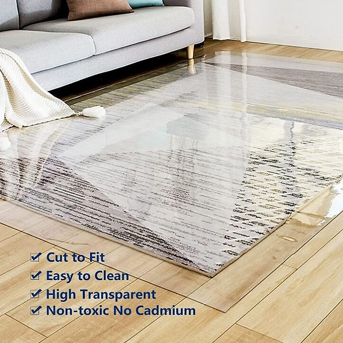 Clear PVC Desk Chair Mat Clear Rug Runners for Hallways,Carpet Protector for Hardwood Floors,Transparent Office Home Floor Protector mat Chairmats Non-Slip, wear-Resistant, 1mm Thick,75/95/115/135/155