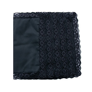 COCOUSM Ladies Handkerchiefs with Lace Pure Cotton Womens Hankies Black 3PCS