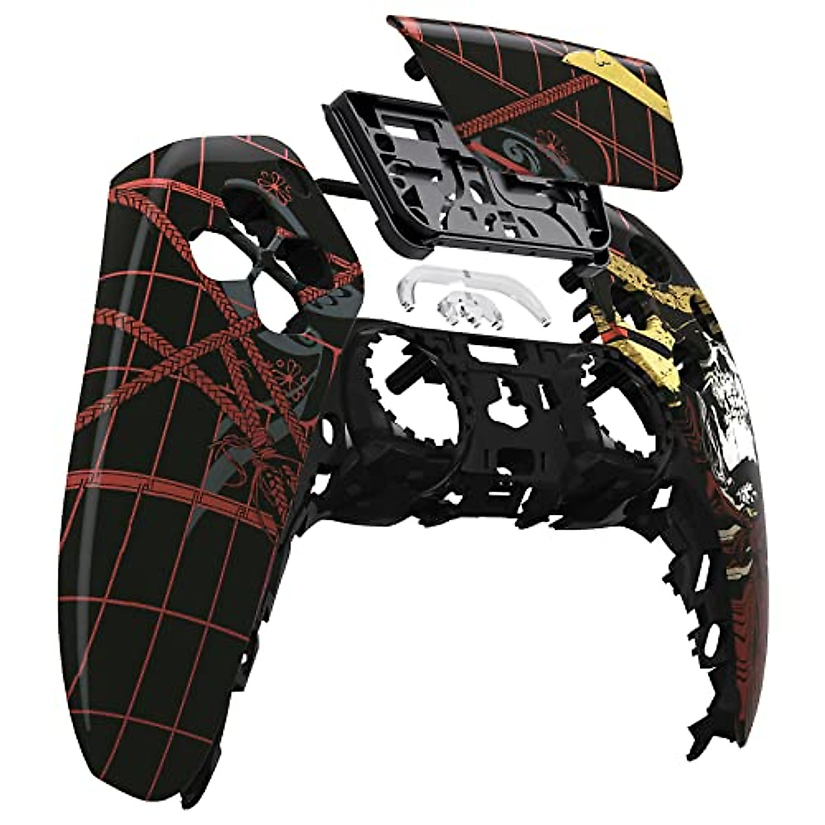 eXtremeRate Demon Samurai Touchpad Front Top Shell Compatible with ps5 Controller BDM-010 020 030 040 050, DIY Replacement Shell Custom Touch Pad Cover Compatible with ps5 Controller