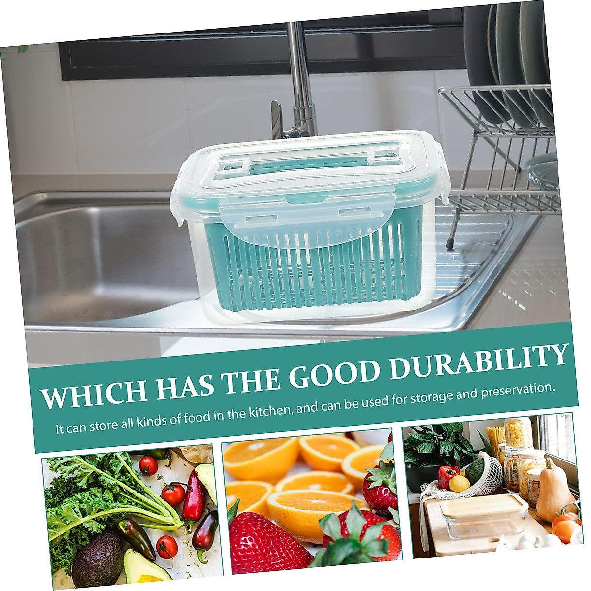 UPKOCH 2pcs Box Refrigerator Storage Box Cereal Container Food Storage Box Glass Food Containers Fruit Drain Storage Box Sink Strainer Basket Fridge Strainer Box Fresh Box Drain Fruit Box