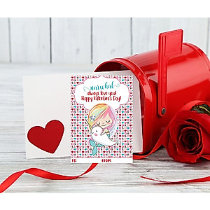 Silly Goose Gifts Magical Unicorn Mermaid Narwhal Themed Valentine Day Classroom Sharing Card Set (24 Included) Exchange Valentine's Kids Rainbow