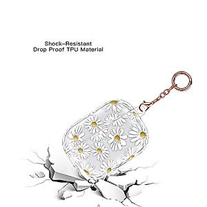 Airpods Pro Case Clear TPU YOMPLOW Compatible with Airpod Pro Cover Protective Case Cute Girls with Keychain Women for Apple Airpods Pro Charging Skin - White Daisy