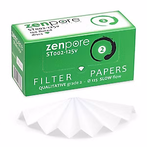 Filter Paper 12.5 cm Lab Fluted Filter Paper for Chemistry, Pre-Pleated (Folded), Qualitative Grade 2 - ZENPORE Slow Flow 125 mm (100 Discs)