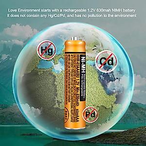 6 Pack HHR-65AAABU NI-MH Rechargeable Batteries 1.2V 630mAh AAA Battery for Panasonic Cordless Telephone Batteries