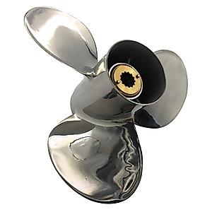 ARKDOZA 3 Balde Stainless Steel Propeller for Mercury Outboards 30-70HP RH Rubber Hub 13 Spline Tooth (10 3/8 (Dia) x 14 (Pitch))…