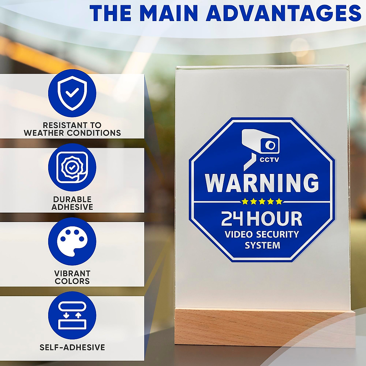 CCTV Outdoor Video Camera Security Stickers - 6Pcs CCTV Camera Video Security Camera in Use Sign Outdoor Video Surveillance Vinyl Sticker -24 Hours Warning Video Surveillance Window Security Signs