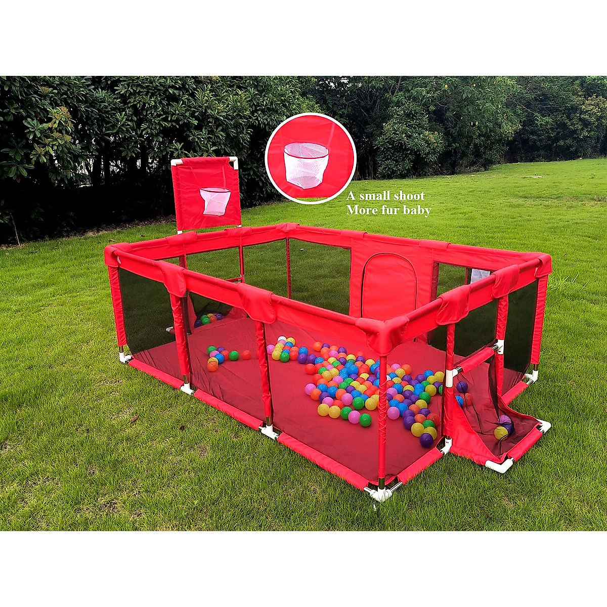Gaorui Large Kids Baby Ball Pit - Portable Indoor Outdoor Baby Playpen Toddlers Children Safety Play Yard Fun Activities Popular Toys (Not Includes Balls) (Red)