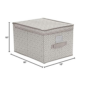 Simplify Boho Large Storage Box | Foldable | Collapsible | Flip Top Lid | Bedroom & Closet Organization | Clothes | Toys | Grey