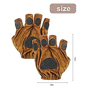 5 Pieces Puppy Dog Costume Set Included Dog Ears Headband Bowtie Fake Nose Tail Puppy Paw Gloves Animal Costume Accessories for Halloween Cosplay Party (Light Brown) Medium