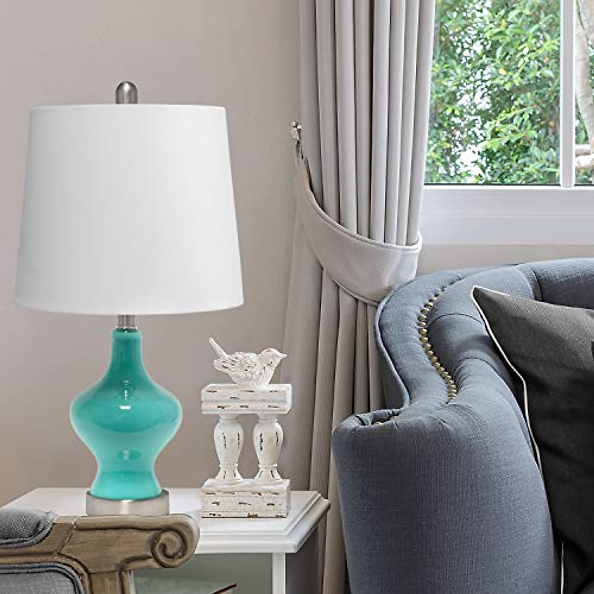 Elegant Designs LT3317-TEL Glass Gourd Shaped Table Lamp, Teal