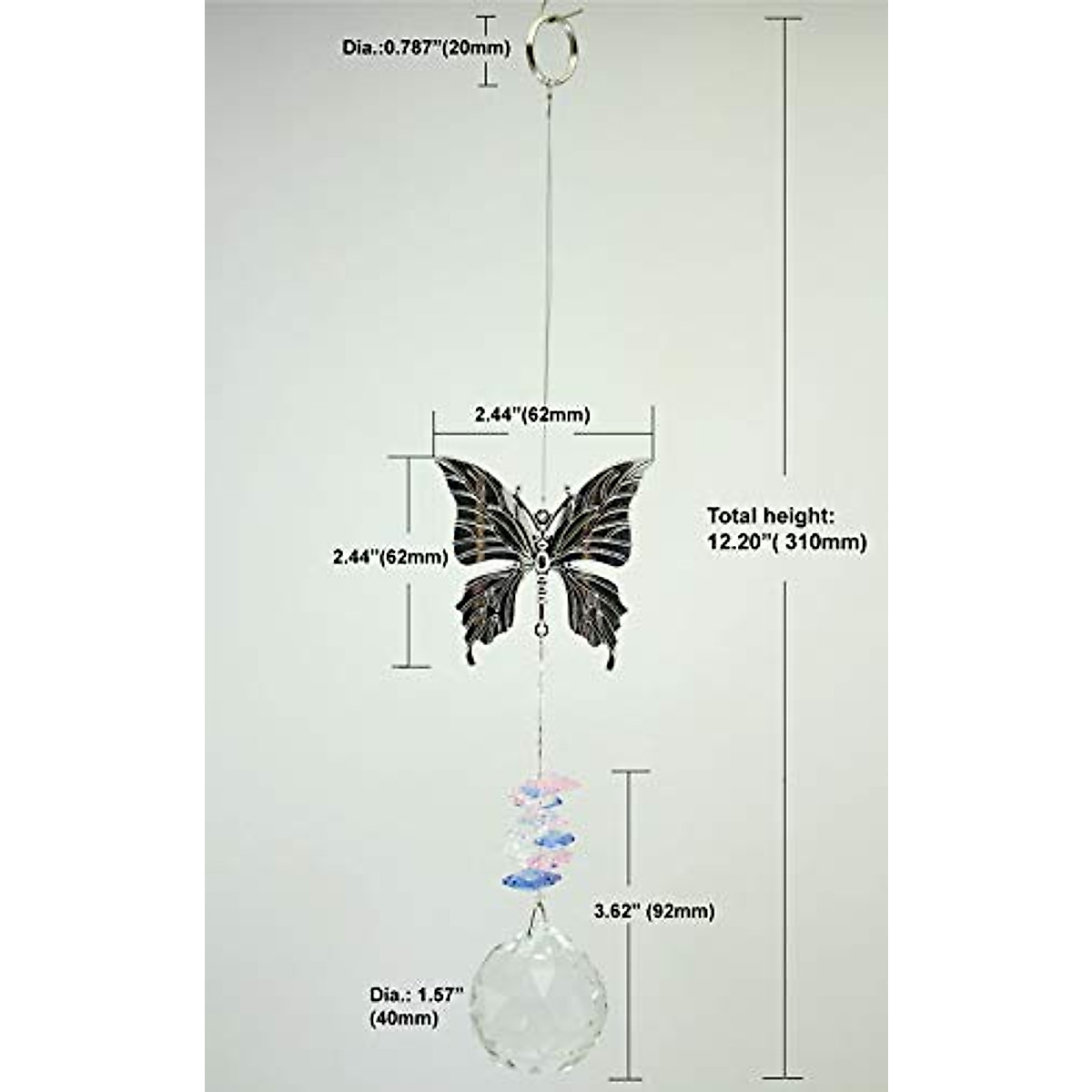 Rosleanny Crystal Garden Suncatcher Hanging Crystals Ornament for Window Rainbow Maker Prisms Home Decor Gift Boxed Sun Catcher Gift Idea for Mom Friends Grandma,Butterfly