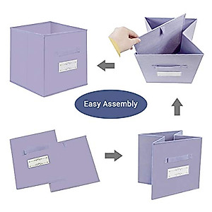 Kids Toy Box, Cube Storage Bins 11x11 Set of 8, Fabric Collapsible Foldable Cloth Storage Baskets Shelf Organizer for Clothes,Closet,Office,Bedroom,Free Label Card with Bigger Label Window 4 Colors