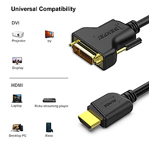 BENFEI HDMI to DVI, Bi Directional DVI-D 24+1 Male to HDMI Male High Speed Adapter Cable Support 1080P Full HD Compatible for Raspberry Pi, Roku, Xbox One, PS4 PS3, Graphics Card