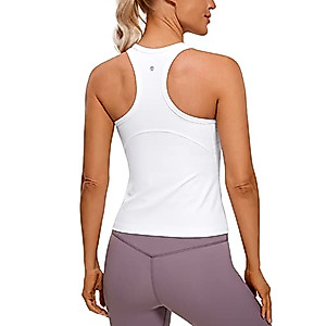 CRZ YOGA Butterluxe Womens Racerback Tank Top High Neck Workout Tops Athletic Sleeveless Top Camisole Gym Tanks White Medium