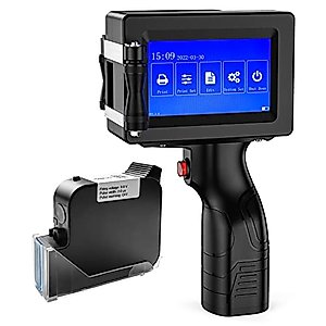 BESHENG Handheld Inkjet Printer JS12H2 Inkjet Coder Printing Height 0.08-1 Inch with Quick-Drying Ink Portable Handheld Printer with 4.3" Touch Screen for Date/Barcode/Label/Logo/QRcode Any Surface