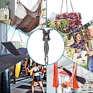 SELEWARE Hammock Hanging Kit, Bearing Swing Hanger with Spring, 39” Chain and Carabiner, 360°Rotation, Heavy Duty Indoor & Outdoor Hammock Chair Porch Swing Set Hardware for Wood and Concrete