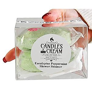 Candles and Cream Eucalyptus Peppermint Shower Steamer-Aromatherapy & Stress Relief, Restore & Soothe Body-Set of 2