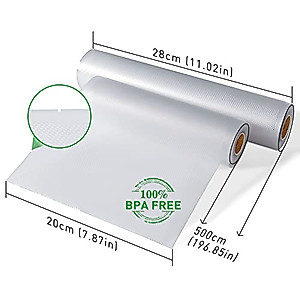 KitchenBoss Vacuum Sealer Bags Rolls, 2 Packs 8"x16.5' and 2 Packs 11"x16.5' Food Sealer Saver Bags, Freezer Bags for Vacuum Sealer