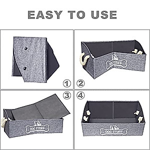 Vumdua Large Dog Toy Box - Trapezoid Dog Toy Bin with Handles, Collapsible Pet Supplies Storage Basket, Perfect for Organizing Dog Cat Toys and Accessories