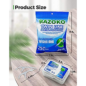 Twin-Line Dental Floss Picks High Toughness Toothpicks Sticks with Portable Cases 250Pcs