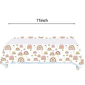 2Pack Boho Rainbow Tablecloth for Boho Rainbow Table Cover Party Supplies Decorations (70.9" x 42.5")