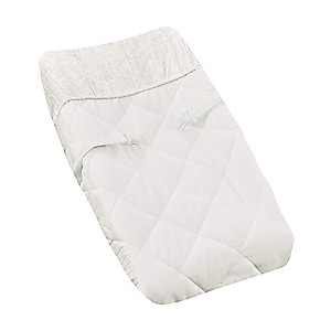 Sweet Jojo Designs Ivory Velvet Girl Baby Nursery Changing Pad Cover - Solid Color Off White Cream Crinkle Crushed Luxurious Elegant Boho Shabby Chic Vintage Luxury Princess High End Boutique Designer