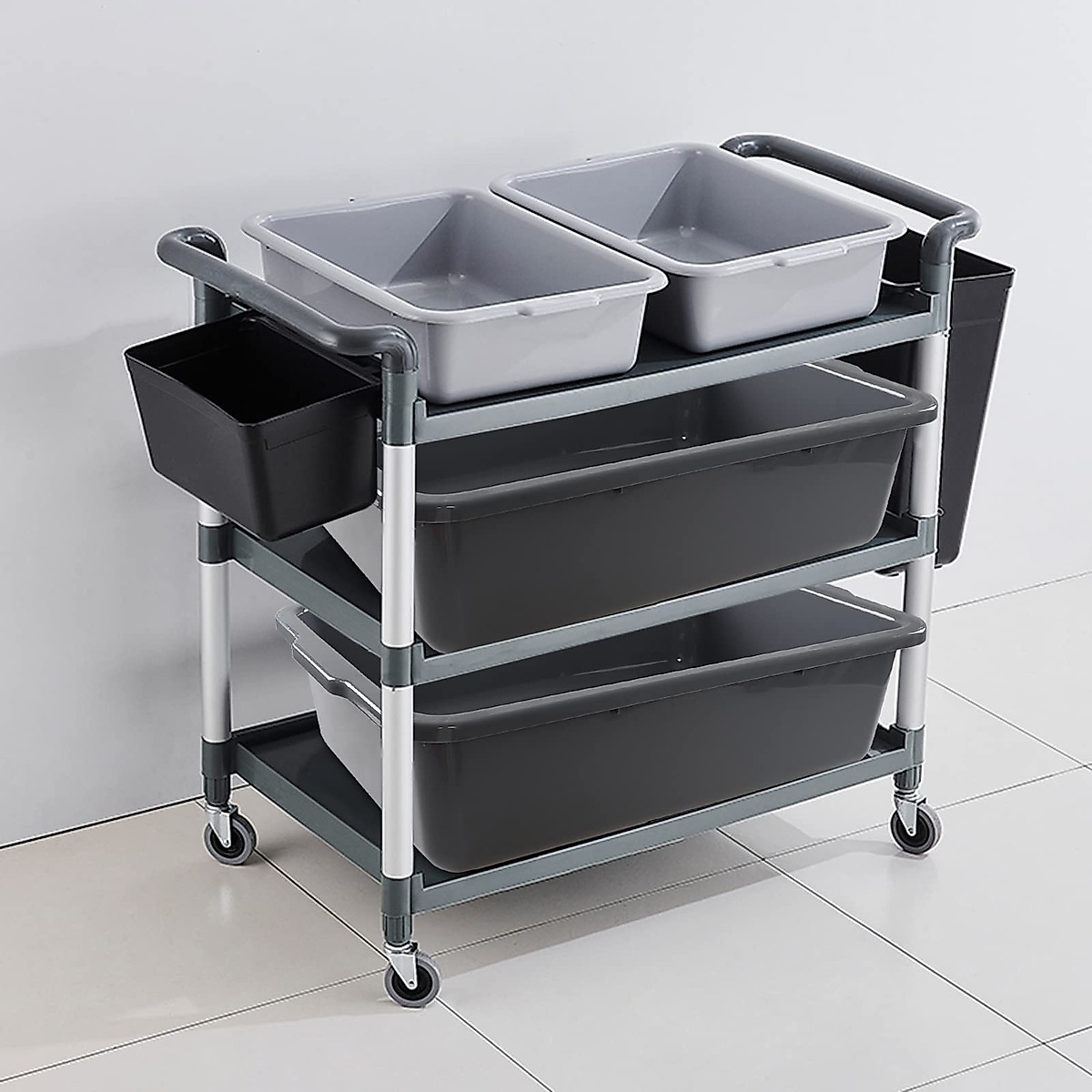 Ortodayes 4-Pack Plastic Bus Box/Utility Box, Commercial Tote Box, 32 Liter