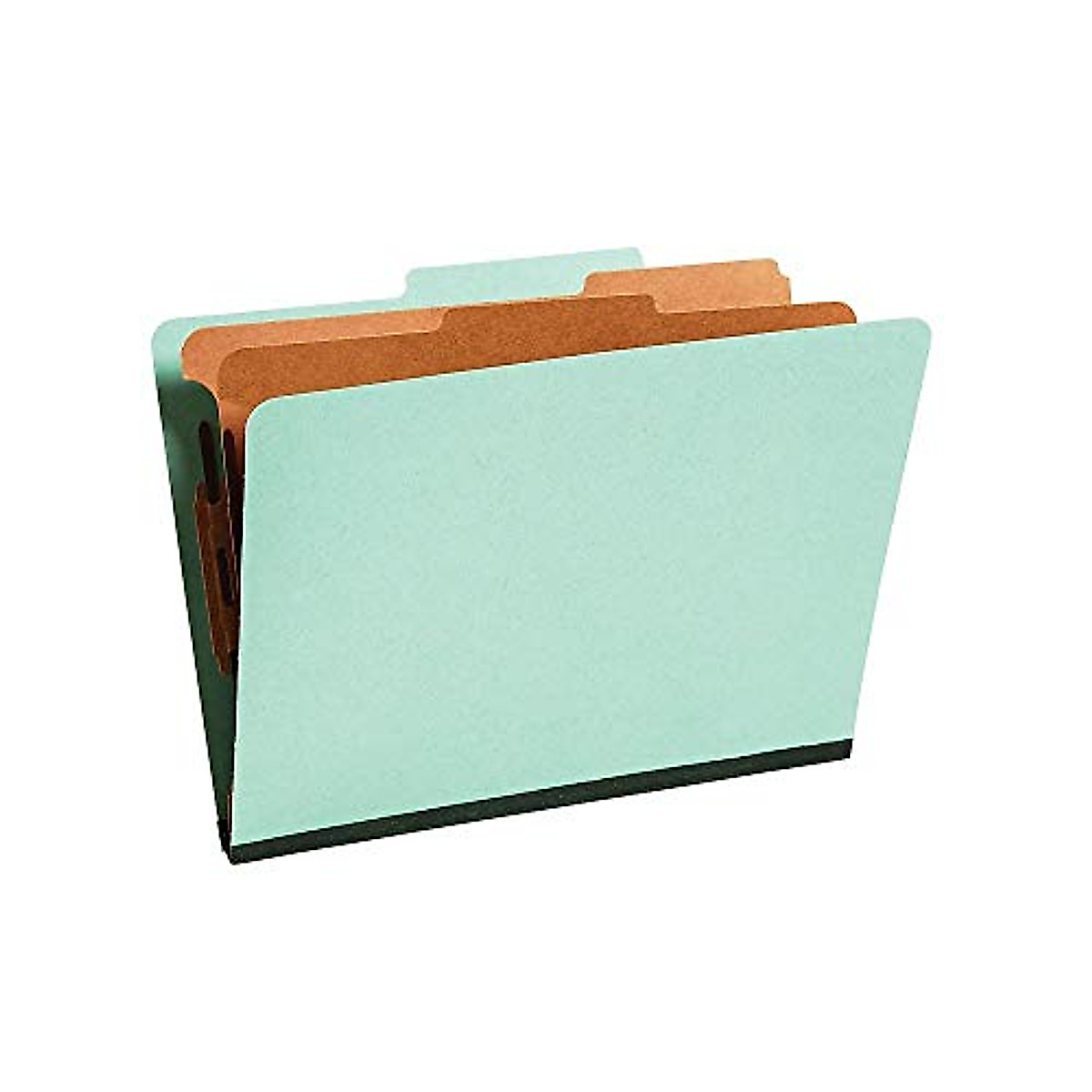Staples 614454 Pressboard Classification Folders 2/5 Top Tab LTR 2 Div Green 20/Bx