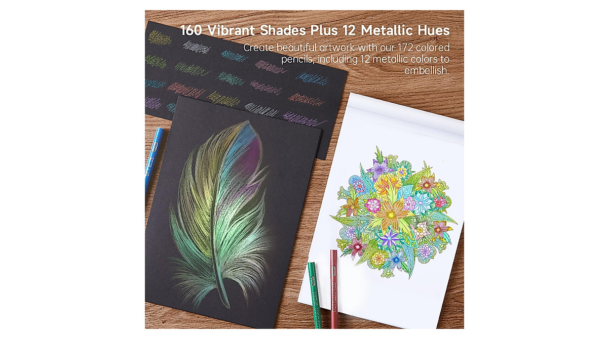 Shuttle Art 172 Vibrant Soft Core Colored Pencils Set