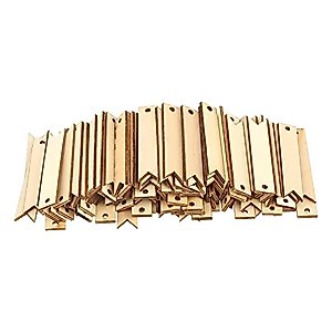 POCREATION 100Pcs Wooden Card, Nature Color Wooden Tags Crafts Decoration Accessories for Wall Wedding Party Room DIY Ceiling, Door Frame, Baby Bed, Fence