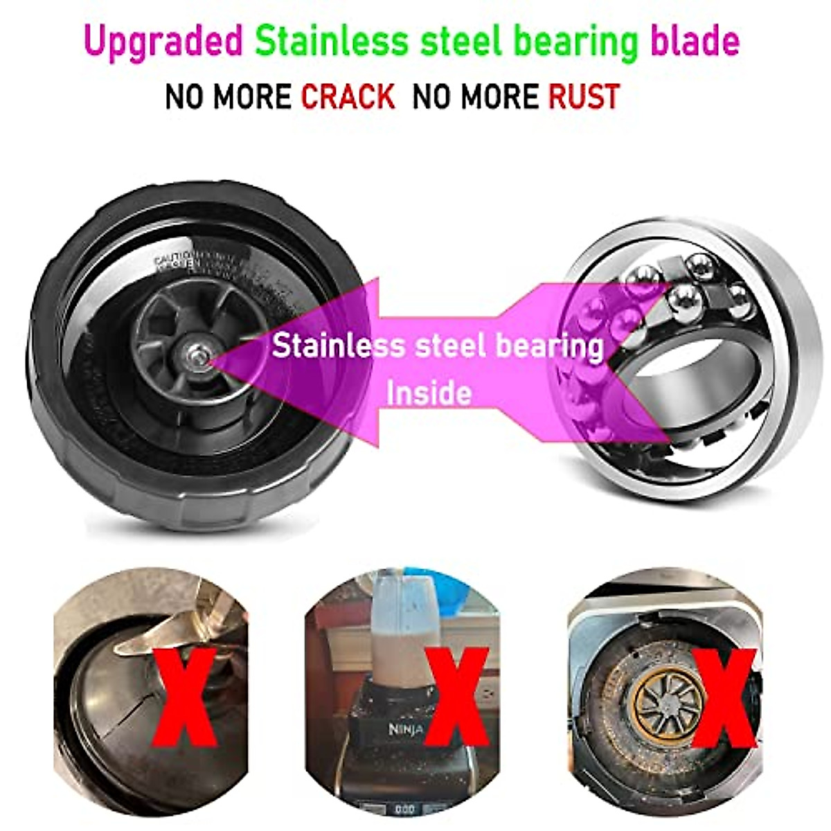 [Upgrade] 6-Fins Female Ninja Blender Blade Replacement Parts Compatible with Auto iQ Blenders. [4Inch Female Fins ONLY]