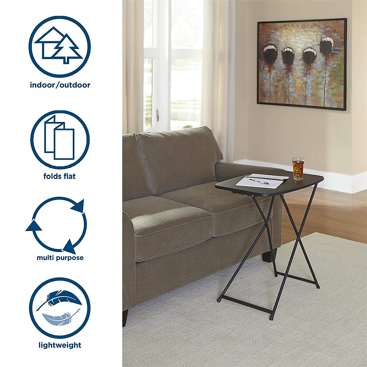 COSCO Multi-Purpose, Adjustable Height Personal Folding Activity Table, 1 Pack, Black