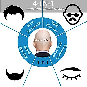 Shaver Head Replacement Blade for Skull Shaver Pitbull Gold Silver Platinum PRO Shaver Replacement Blade 4 Head,Replacement Heads Compatible with Pitbull Skull Shaver Replacement Blades,8 Packs.