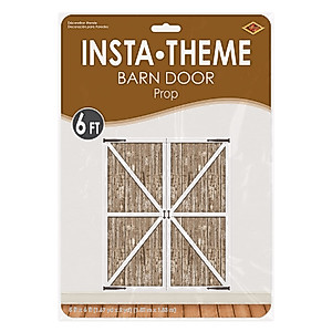 Beistle 6' x 5' Rustic Western Barn Door Photography Background Farm Theme Photo Shoot Backdrop For Birthday, Baby Showers, Wedding Day Décor, Brown/White/Black