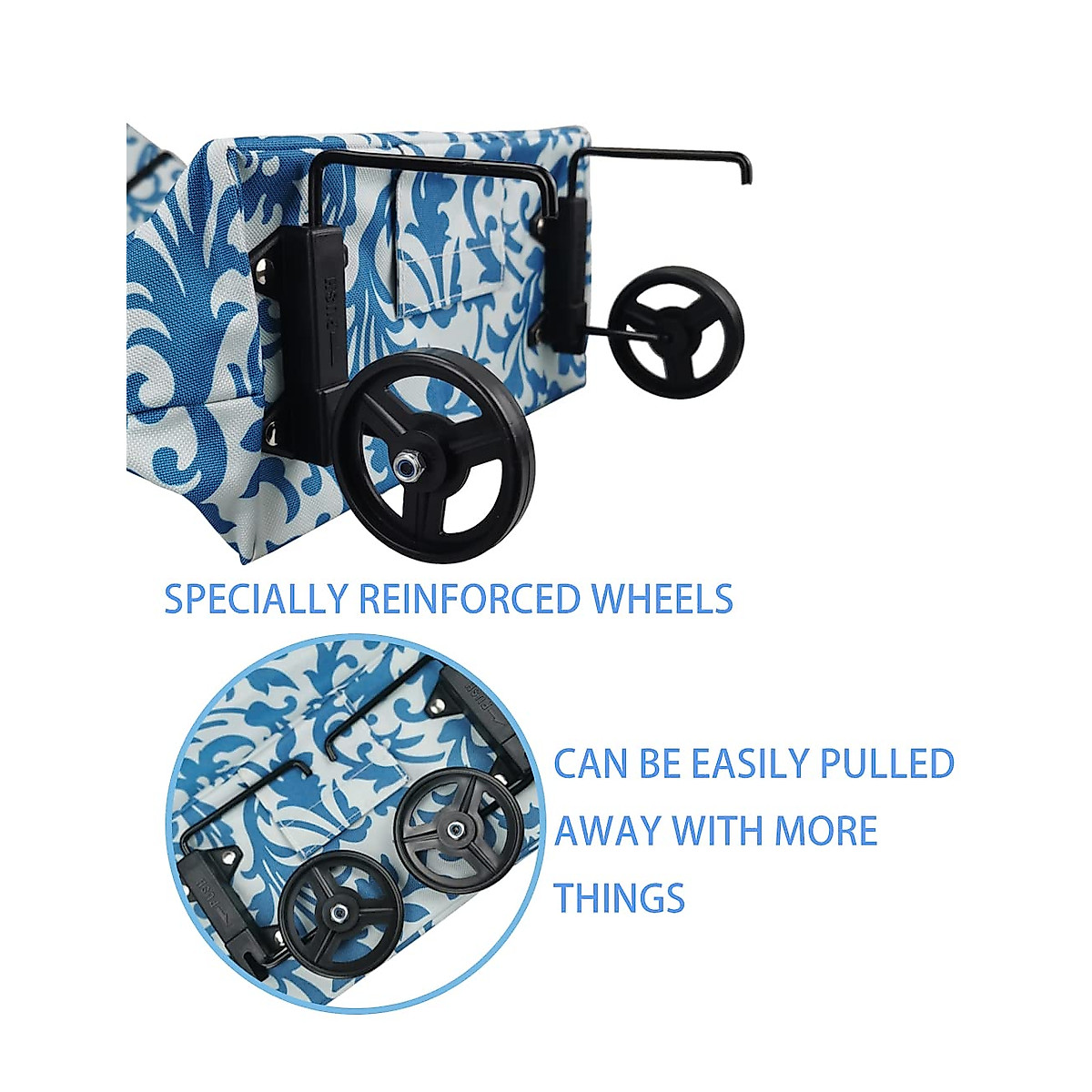 Folding Shopping Cart with Wheels Fashionable and Practical Shopping Carts, Grocery Cart on Wheels Used for Picnic Trips to Buy Vegetables(Morning Glory)