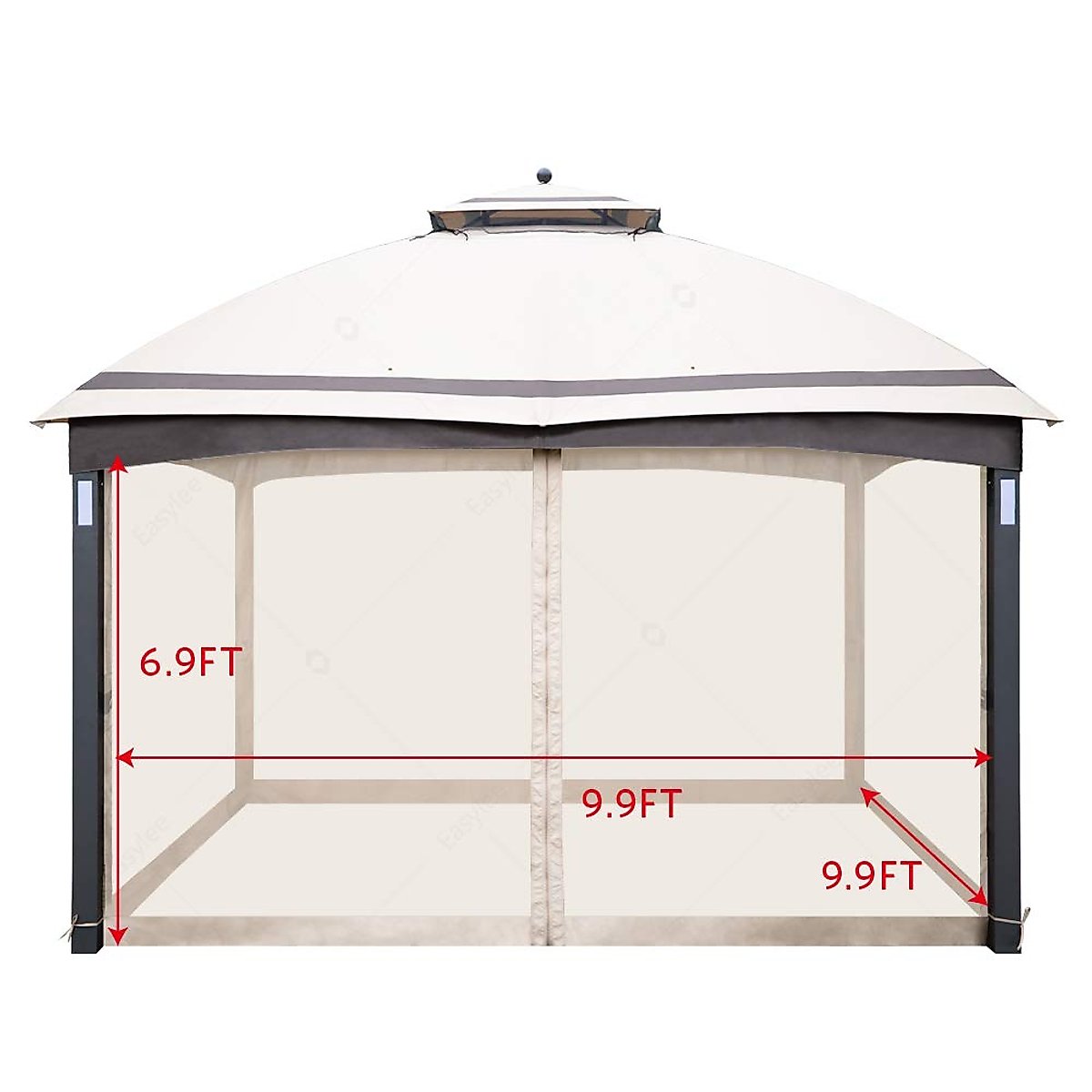 EasyLee Gazebo 10x10 Replacement Mosquito Netting, 4-Panel Screen Walls for Outdoor Patio with Zipper, Universal Mosquito Net for Tent Only (Beige)