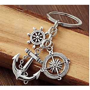 PHAETON 20PCS Anchor Keychains Ocean Themed Party Favor Wedding Favors Earth Travel Jewelry Gift For Man