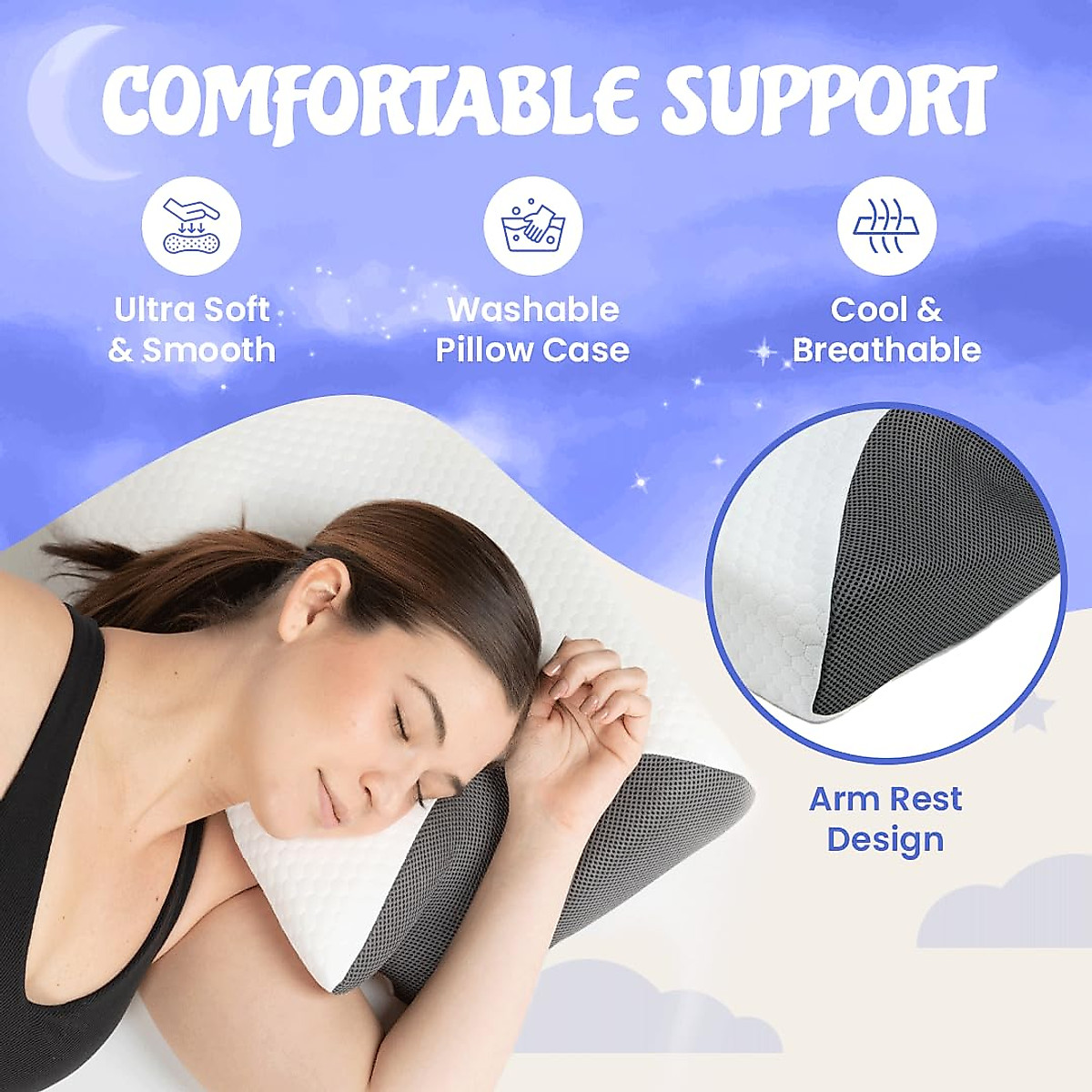 SweetDreamzzzzz Side Sleeper Pillow - Cervical Neck Pillow & Side Sleeper Pillow for Adults - Pillow for Neck Pain Relief Cervical Pillow - Neck Pillow for Sleeping
