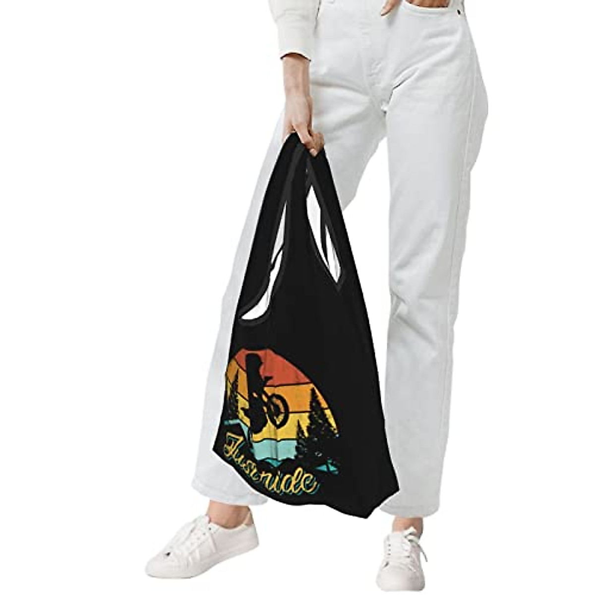 Chioee Motorcycle Reusable Shopping Bags Heavy Duty 50Lb Weight Capacity Portable Reusable Bags Large Shopper Bags for Groceries