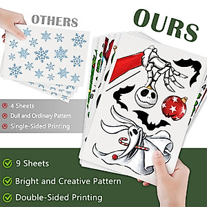 Mfault 121 PCS Merry Christmas Nigh.tmare BEF.ore Christmas Window Clings 9 Sheets, Jack Skellington Sally Xmas Tree Skull Stickers Decal Decoration, 2024 New Year Home Kitchen Winter Holiday Decor