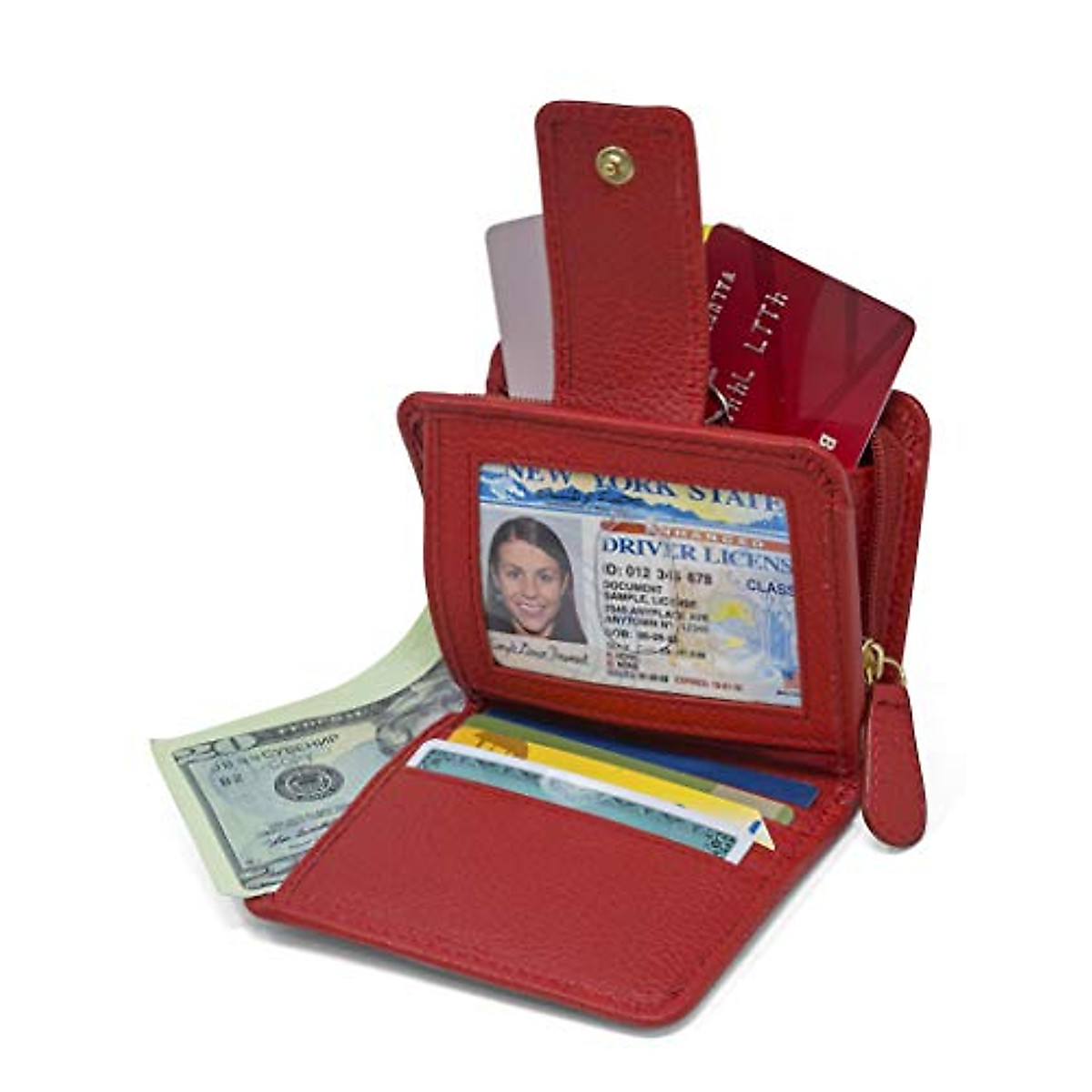 Timberland womens Leather RFID Small Indexer Wallet Billfold, Red, One Size US