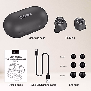 Wireless V5 Bluetooth Earbuds Compatible with LG V20 with Charging case for in Ear Headphones. (V5.0 Black)